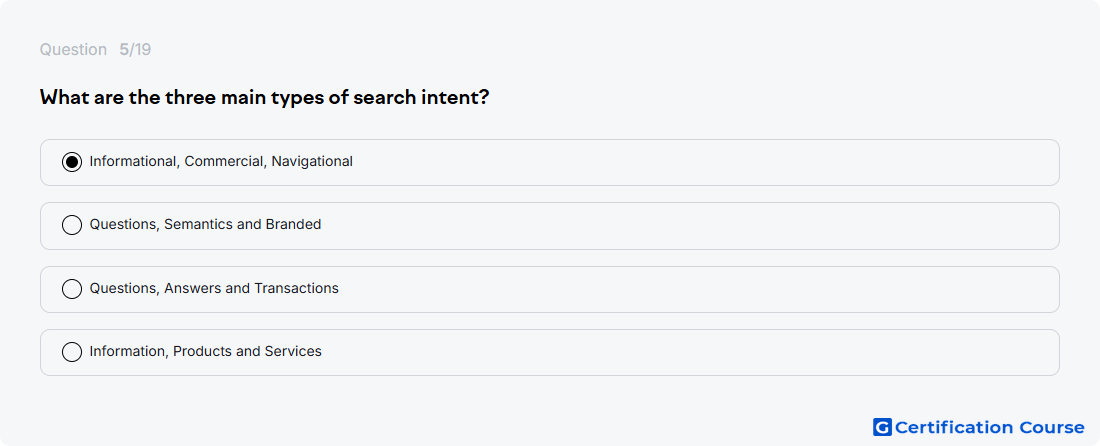 What are the three main types of search intent?