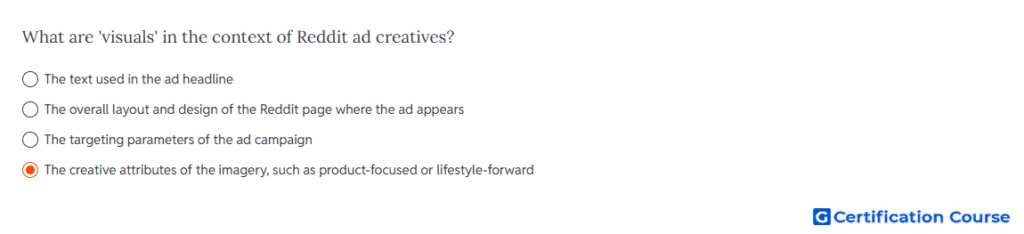 What are 'visuals' in the context of Reddit ad creatives?
