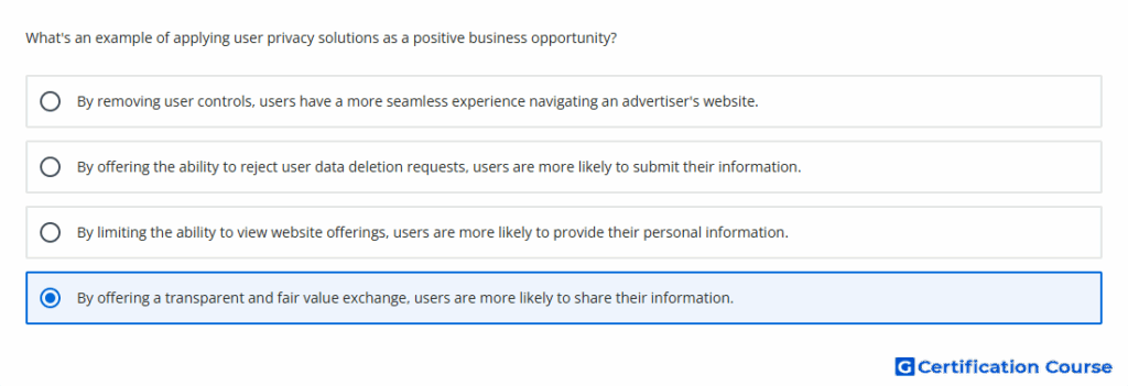 What's an example of applying user privacy solutions as a po
