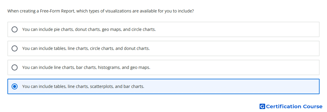 When creating a Free-Form Report, which types of visualizati