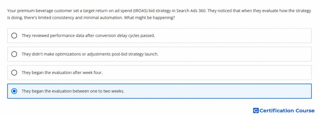 Your premium beverage customer set a target return on ad spe