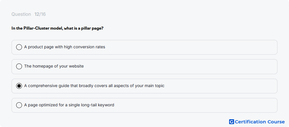 In the Pillar-Cluster model, what is a pillar page?