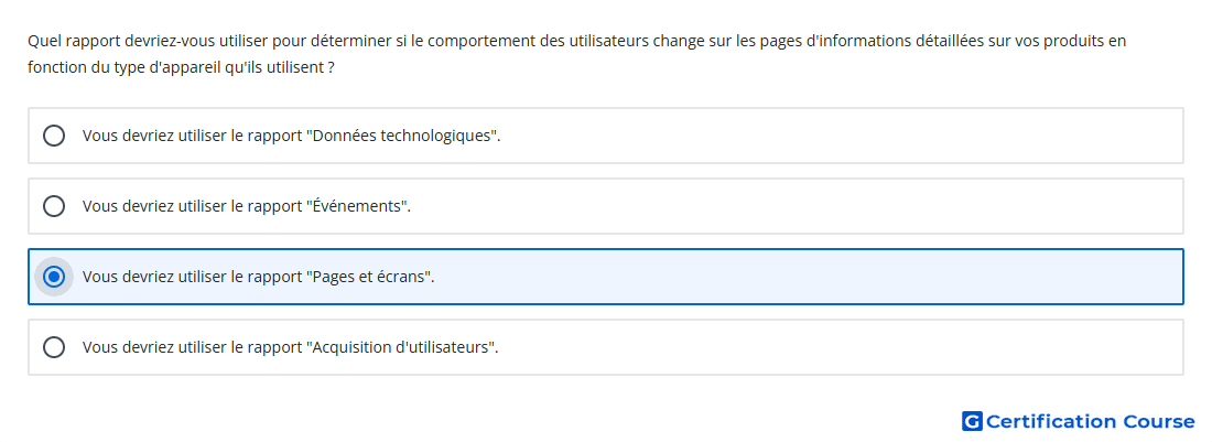 Quel rapport devriez-vous utiliser pour déterminer si le com