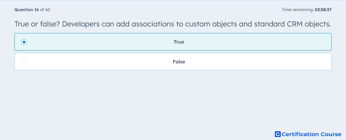 True or false? Developers can add associations to custom obj