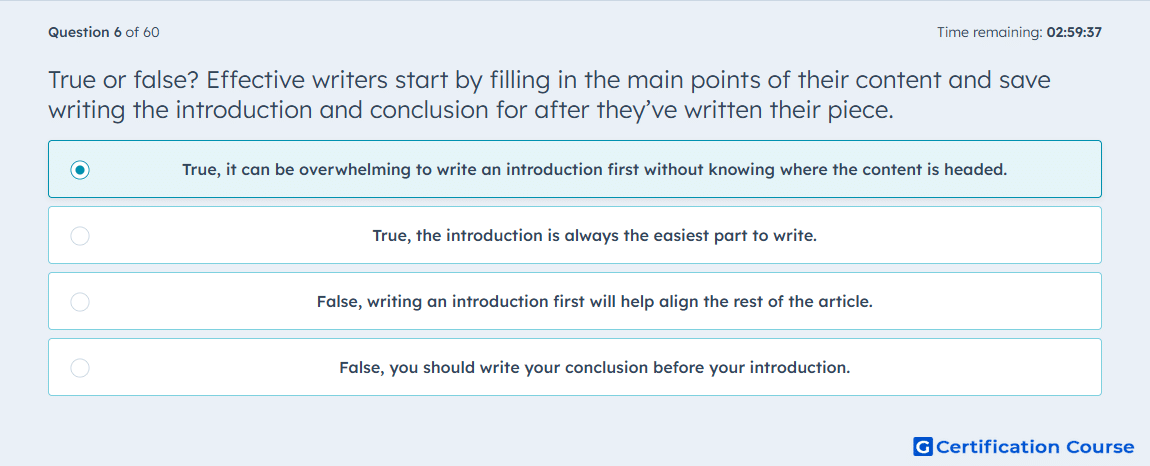True or false? Effective writers start by filling in the mai