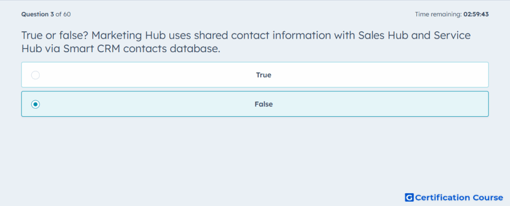 True or false? Marketing Hub uses shared contact information