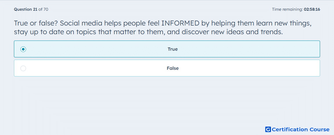 True or false? Social media helps people feel INFORMED by he