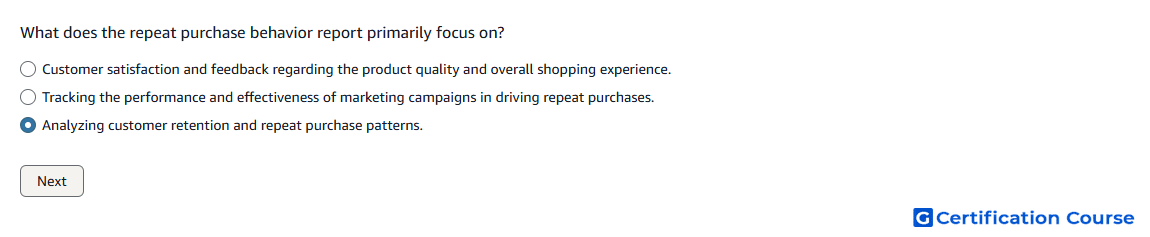 What does the repeat purchase behavior report primarily focu