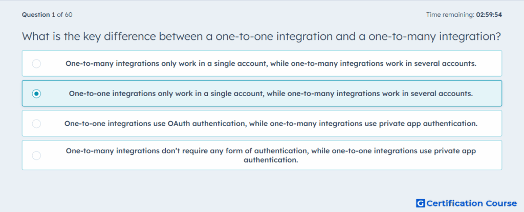 What is the key difference between a one-to-one integration