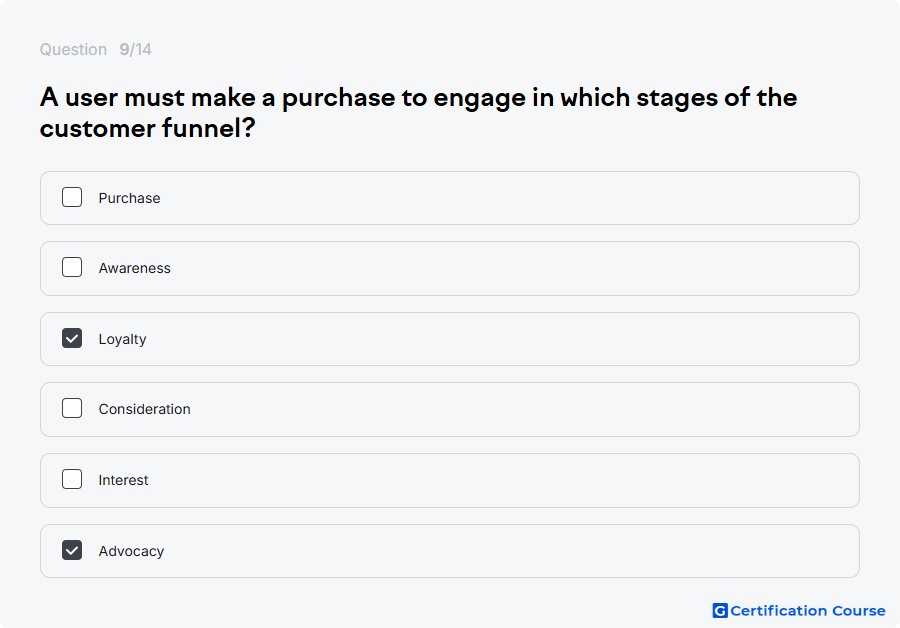 A user must make a purchase to engage in which stages of the