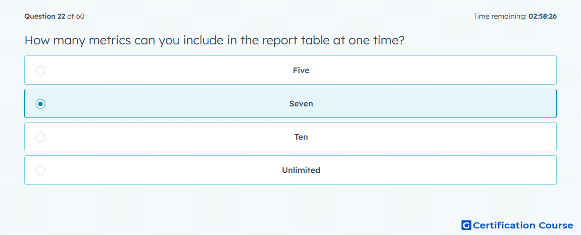 How many metrics can you include in the report table at one