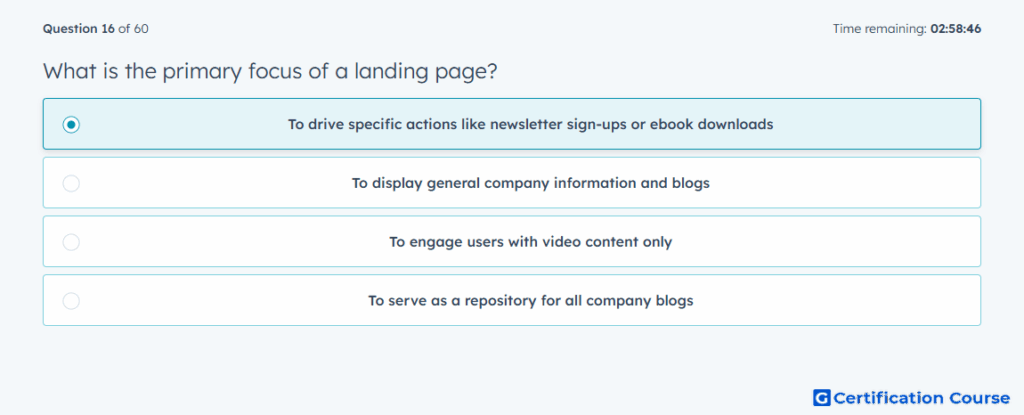 What is the primary focus of a landing page?