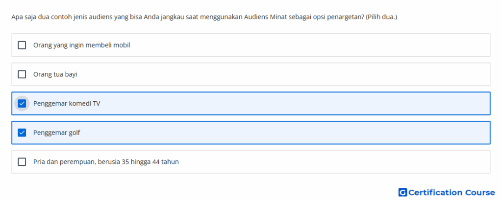 Apa saja dua contoh jenis audiens yang bisa Anda jangkau saa