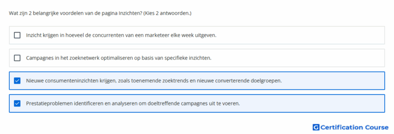 Wat zijn 2 belangrijke voordelen van de pagina Inzichten? (K