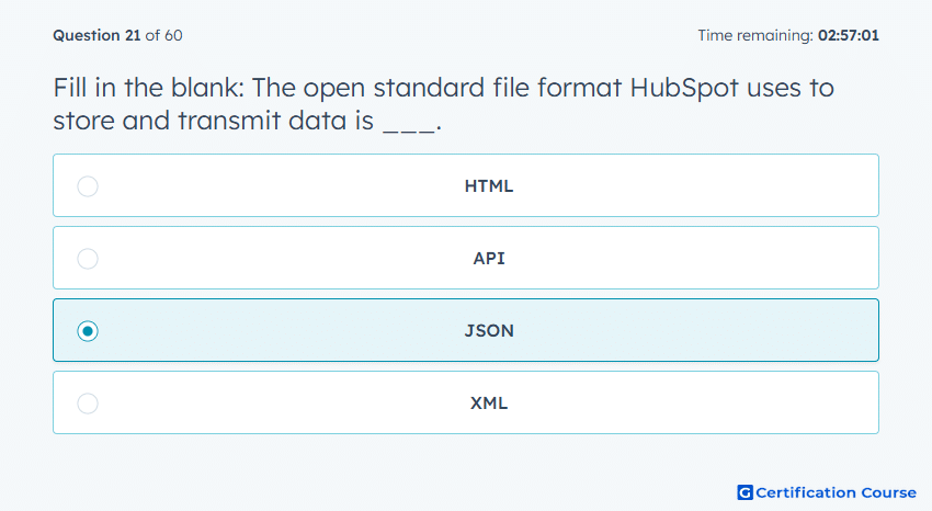 Fill in the blank: The open standard file format HubSpot use