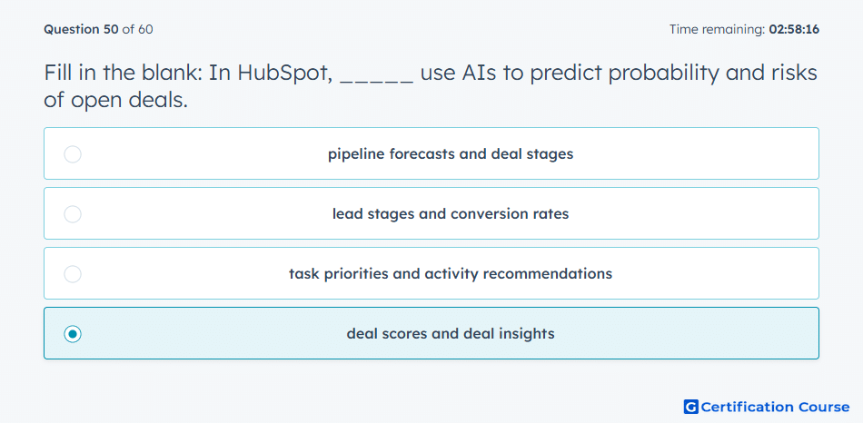 Fill in the blank: In HubSpot, _____ use AIs to predict prob