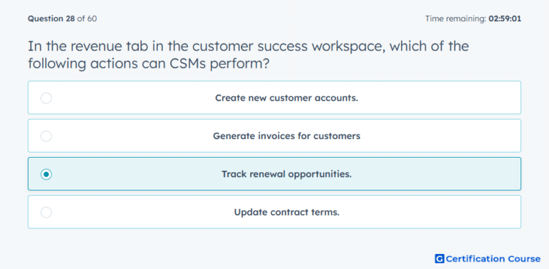 In the revenue tab in the customer success workspace, which