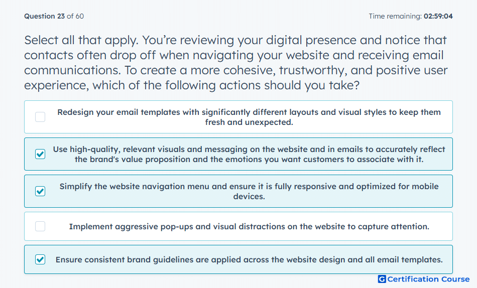 Select all that apply. You’re reviewing your digital presenc