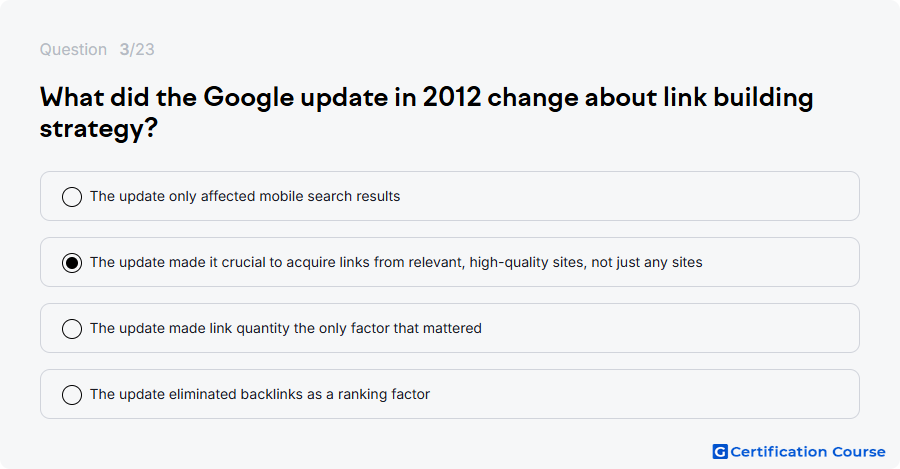 What did the Google update in 2012 change about link buildin