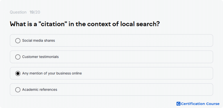 What is a "citation" in the context of local search?